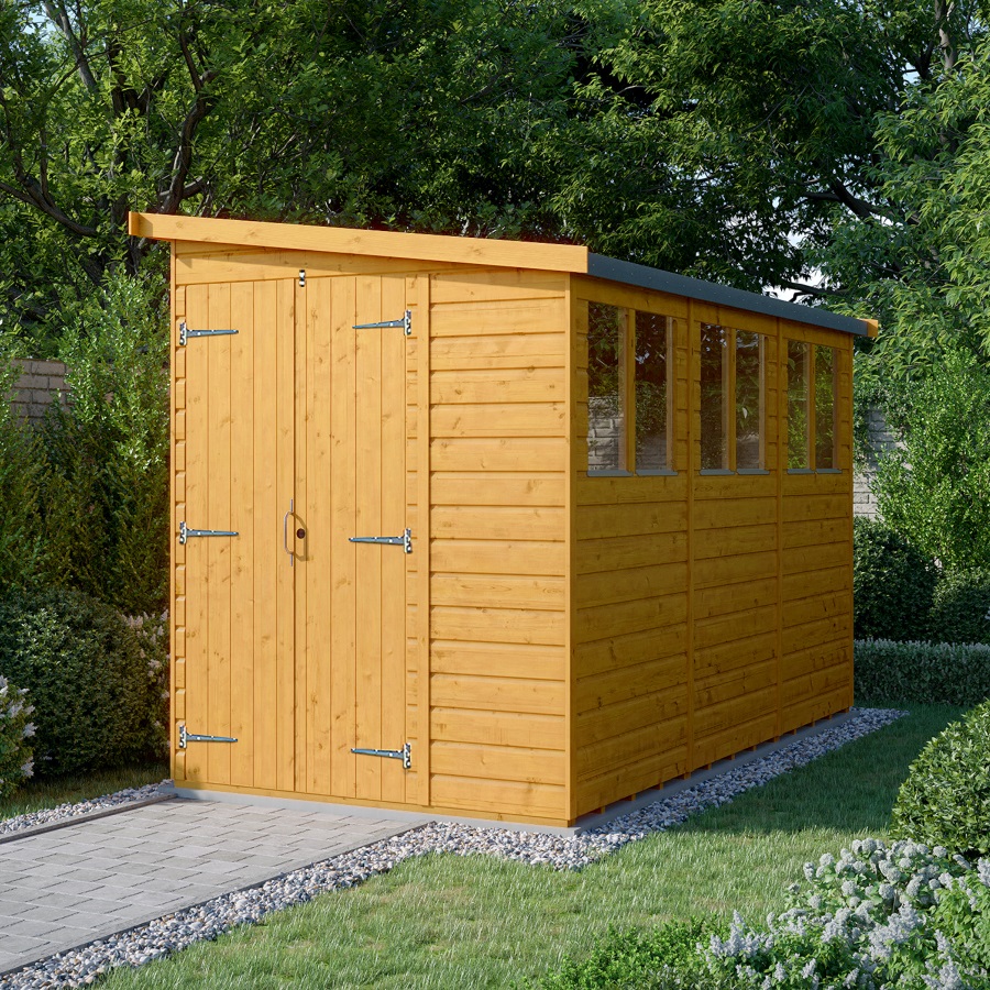 12x6 Lean-to-Pent Shed - Double Door, Windowed by RGB