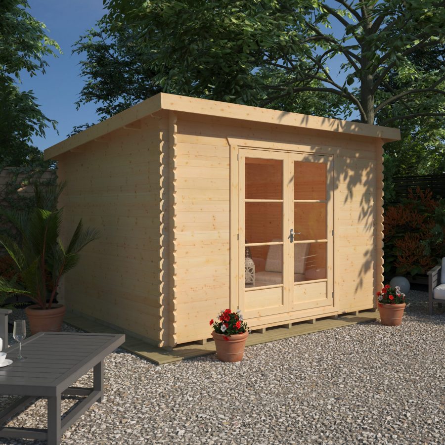 12x10 Corbel Summer House Log Cabin - Double Door, Windowless by RGB