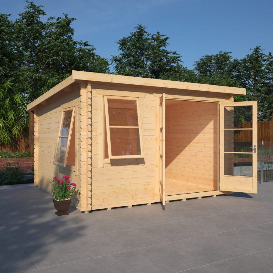 12x12 Jedburgh Summer House Log Cabin - Double Door, Windowed by RGB