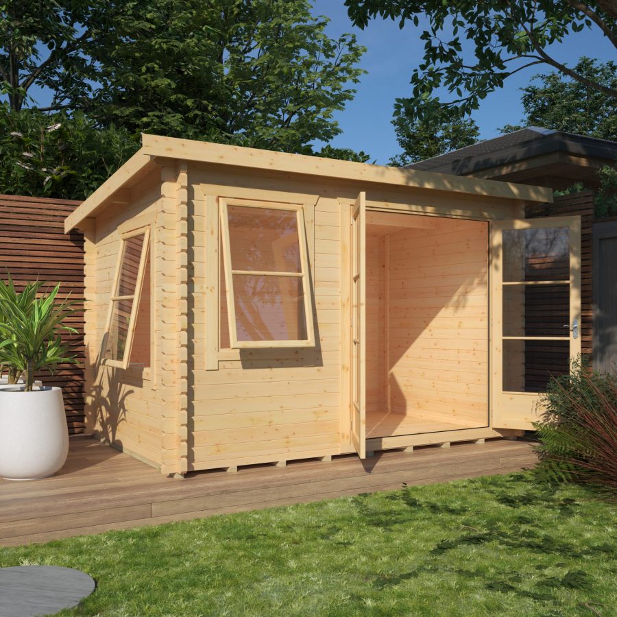 12x8 Jedburgh Summer House Log Cabin - Double Door, Windowed by RGB