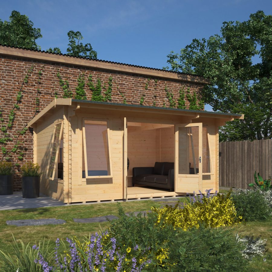 16x12 Morvah Summer House Log Cabin - Double Door, Windowed by RGB
