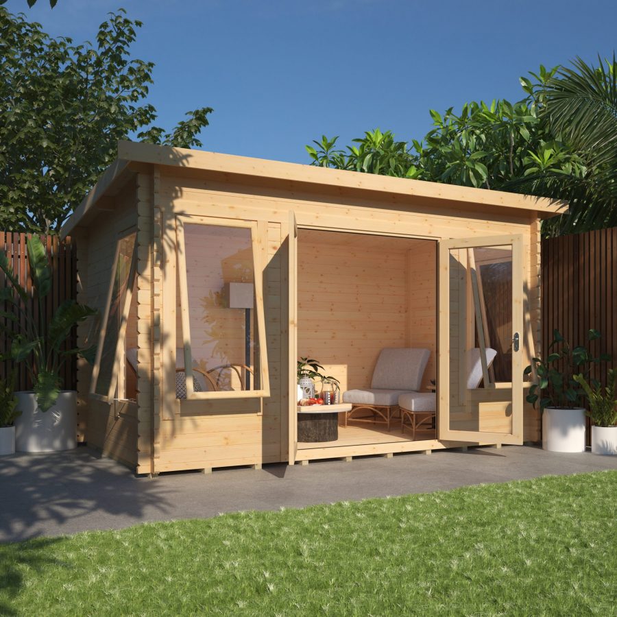 14x8 Hartfield Summer House Log Cabin - Double Door, Windowed by RGB
