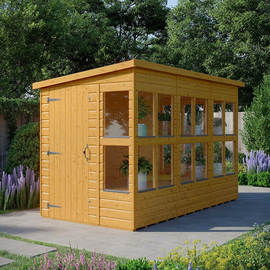 12x6 Pent Potting Shed - Single Door & Free Workbench - Rainbow