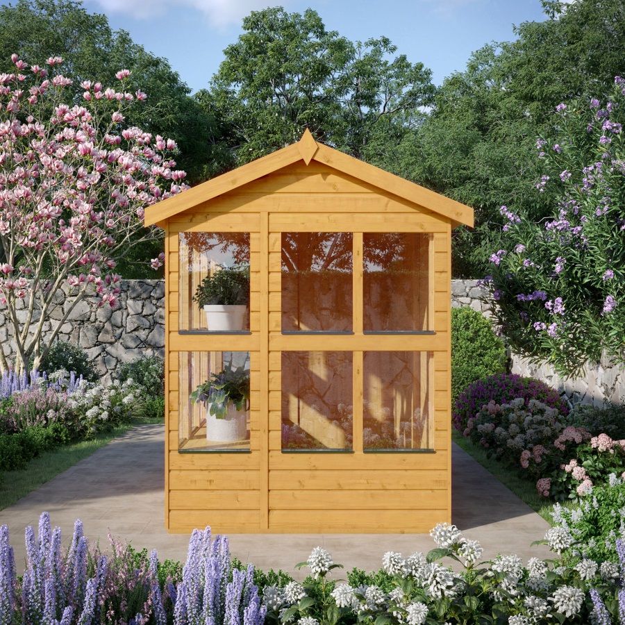 14x6 Apex Potting Shed - Single Door & Free Workbench - Rainbow