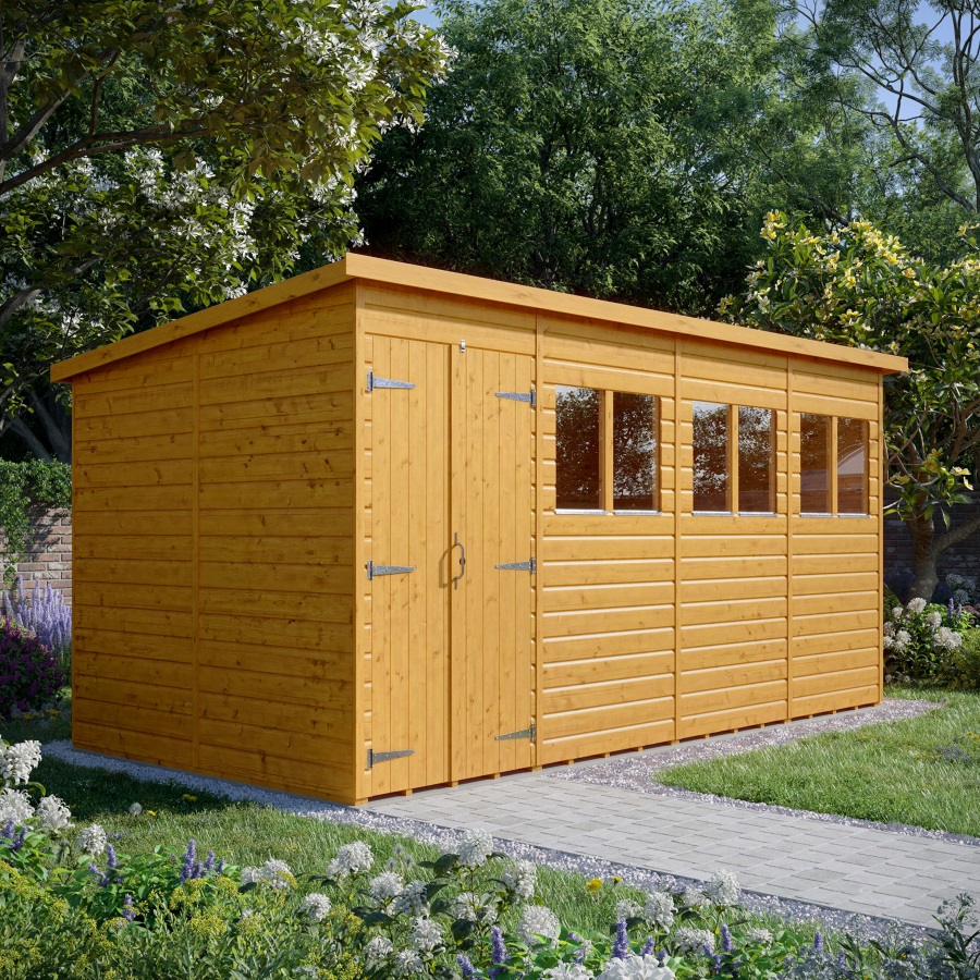 16x8 Pent Shed - Double Door, Windowed by RGB