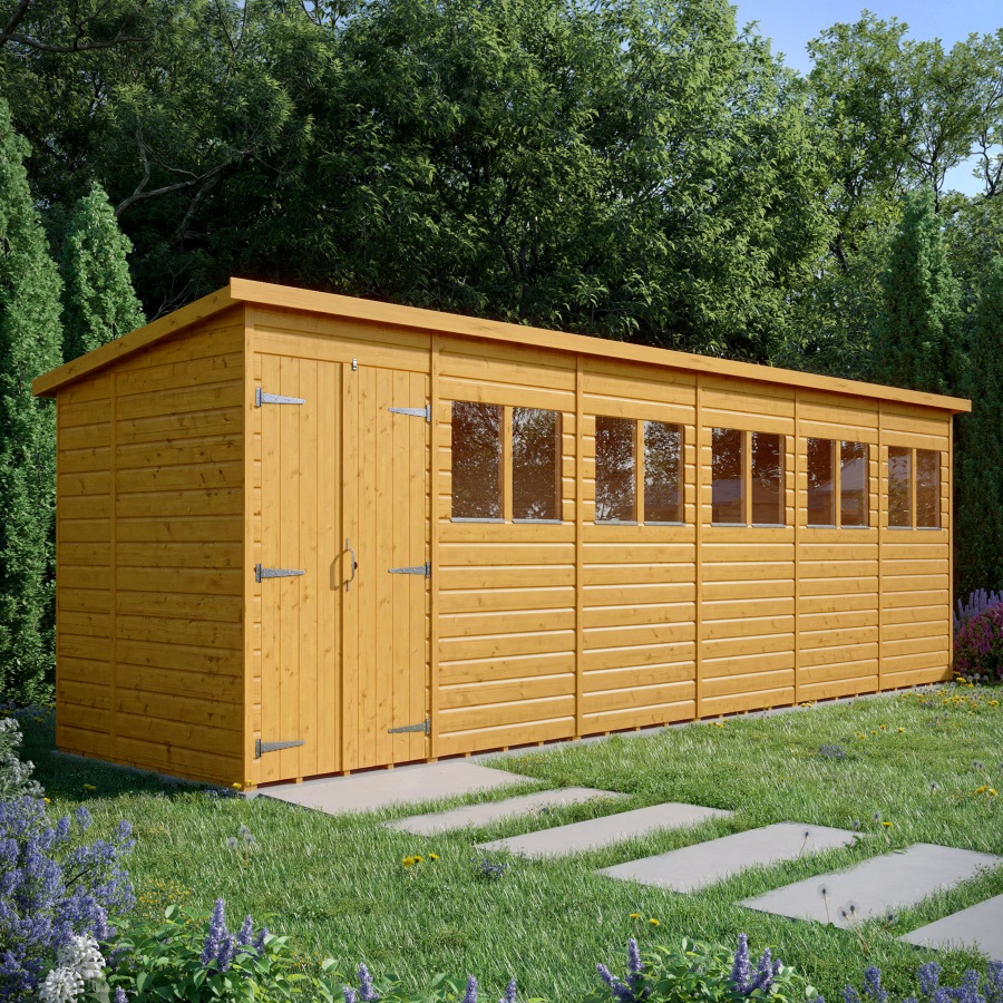24x6 Pent Shed - Double Door, Windowed by RGB