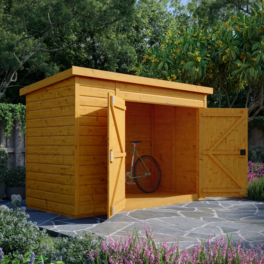 8x4 Pent Bike Shed Store - Double Door by RGB