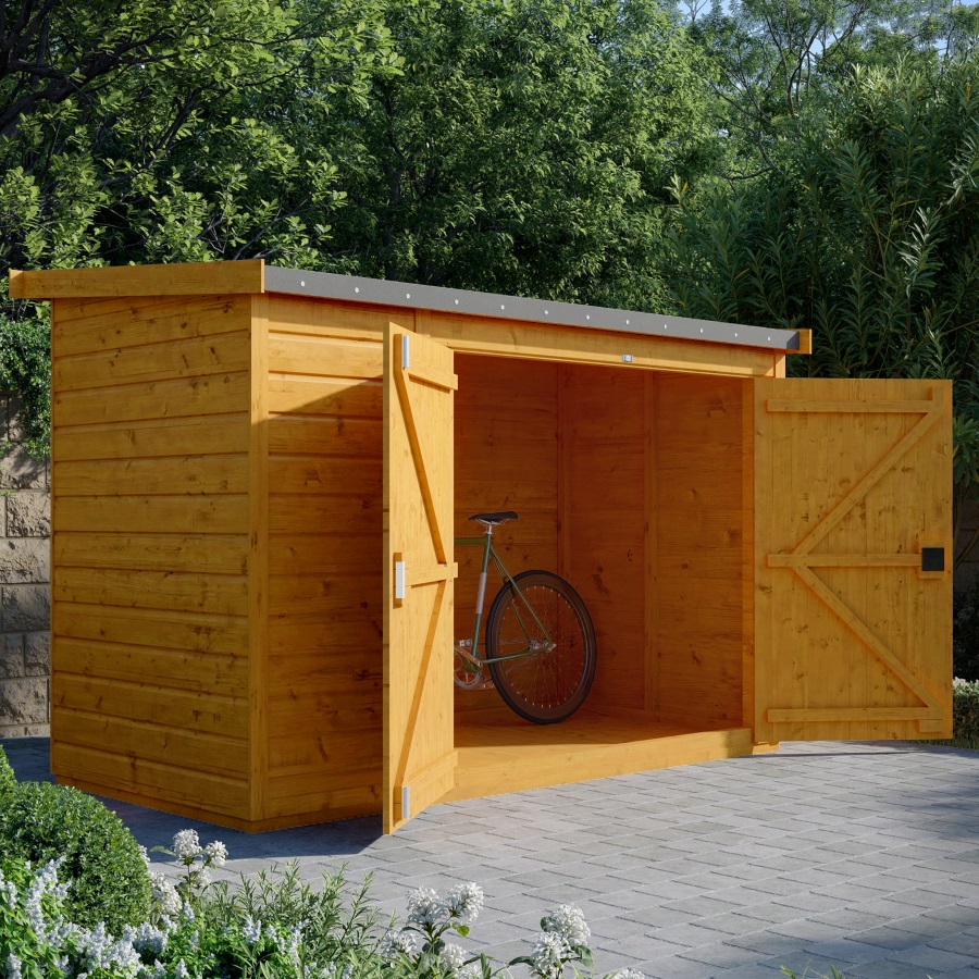 8x4 Pent Bike Shed Store - Double Door by RGB