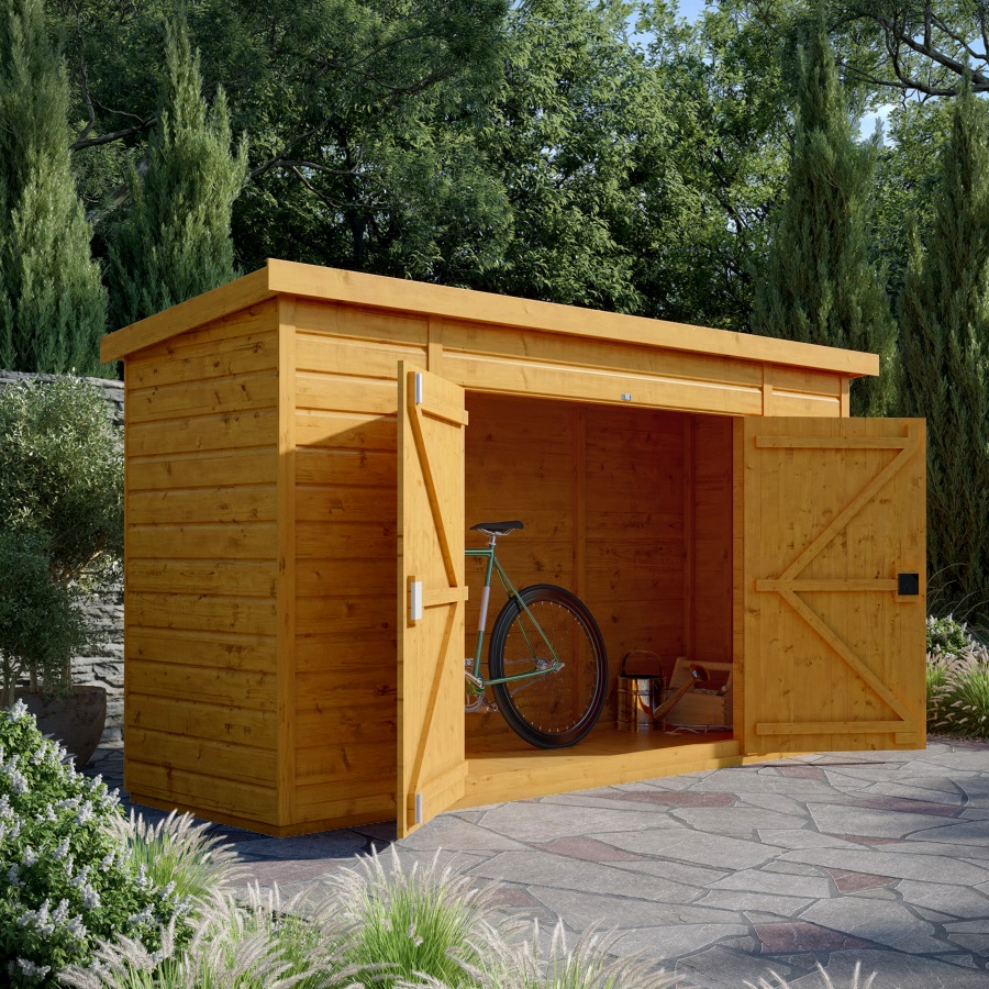 10x3 Pent Bike Shed Store - Double Door by RGB