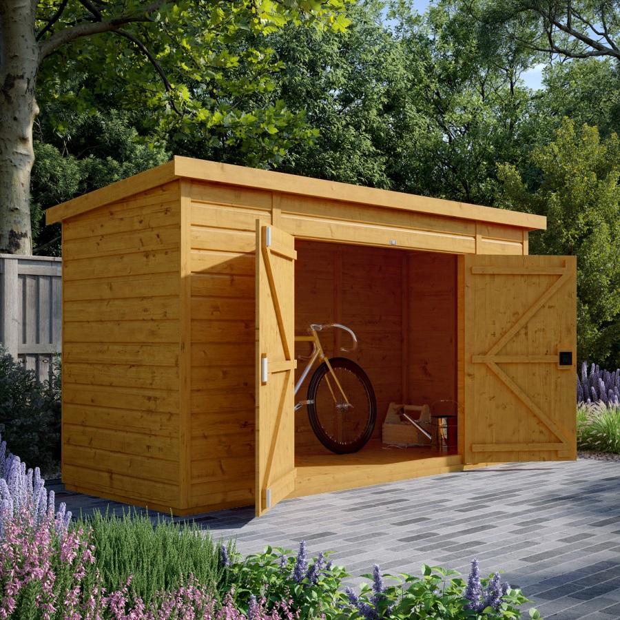 10x4 Pent Bike Shed Store - Double Door by RGB