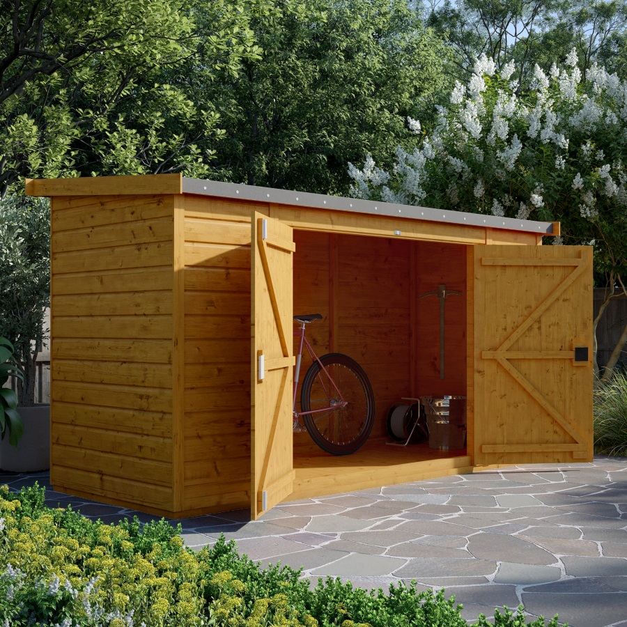 10x4 Pent Bike Shed Store - Double Door by RGB