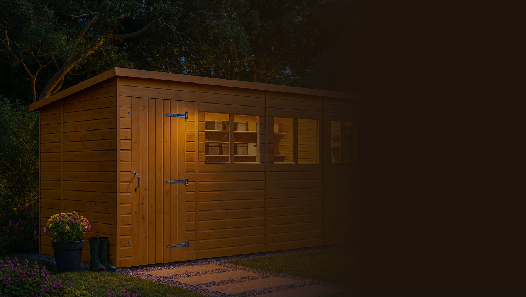 pent shed at night all lit up - Rainbow